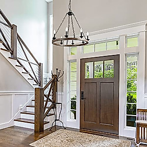 Farmhouse Chandeliers Rustic Round Wagon Wheel 8-Light Fixture for Dining & Living Room, Bedroom and Foyer