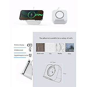 Phone Wall Mount for Magsafe Charger Bedside Phone Holder Compatible with Magsafe Accessories Fit for iPhone 12/12 Pro/ 13 Pro Max(Charger Not Included) (White)