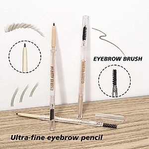Eyebrow pencil, long-lasting waterproof and durable ultra-fine automatic makeup pencil, 3 colors (03# BLACK GRAY)
