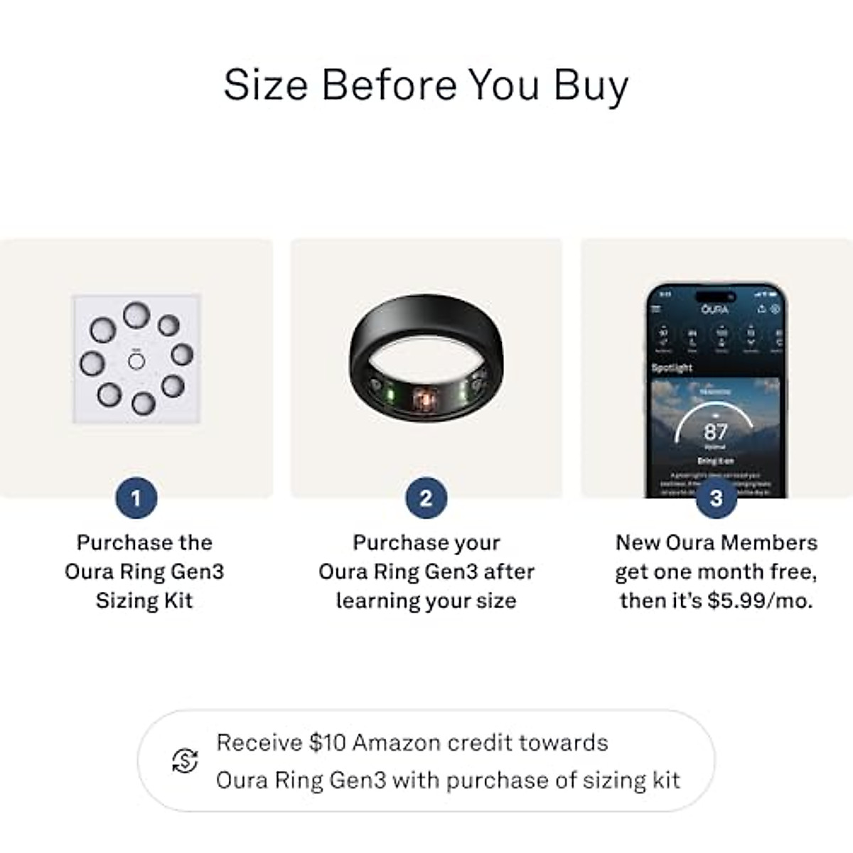 Oura Ring Gen3 Horizon - Stealth - Size 12 - Smart Ring - Size First with Oura Ring Gen3 Sizing Kit - Sleep Tracking Wearable - Heart Rate - Fitness Tracker - 5-7 Days Battery Life