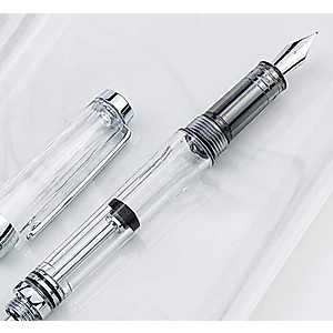 Lanxivi Set of 3 Piston Vaccum Fountain Pen Extra Fine Nib, 013 Series (Blue, Green and Clear Transparent) by Paili
