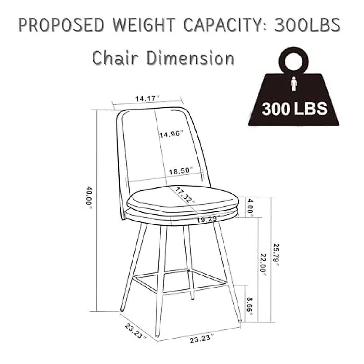 DRAGON GATE 26'' Counter Height Bar Stools Set of 2, Modern Upholstered Counter Stools with Seat Cushion & Metal Legs for Dining Room Kitchen Counter Island, Home Bar (Beige)