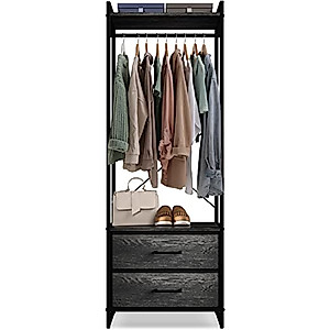 Sorbus Clothing Rack with Drawers - Clothes Stand Dresser - Wood Top, Steel Frame, & Fabric Drawers - Tall Closet Storage Organizer - Stand Alone Garment Rack for Hanging Shirts, Dresses, & Jackets
