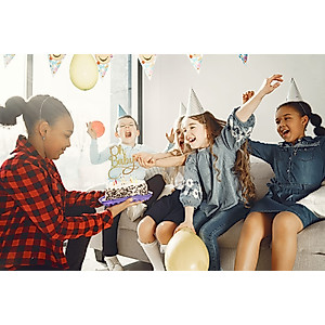 AHAORAY Oh Baby Cake Topper - Premium Gold Baby Birthday Party Cake Decoration Supplies, for Baby Shower/Gender Reveal Party/Baby Party Photo Booth Props