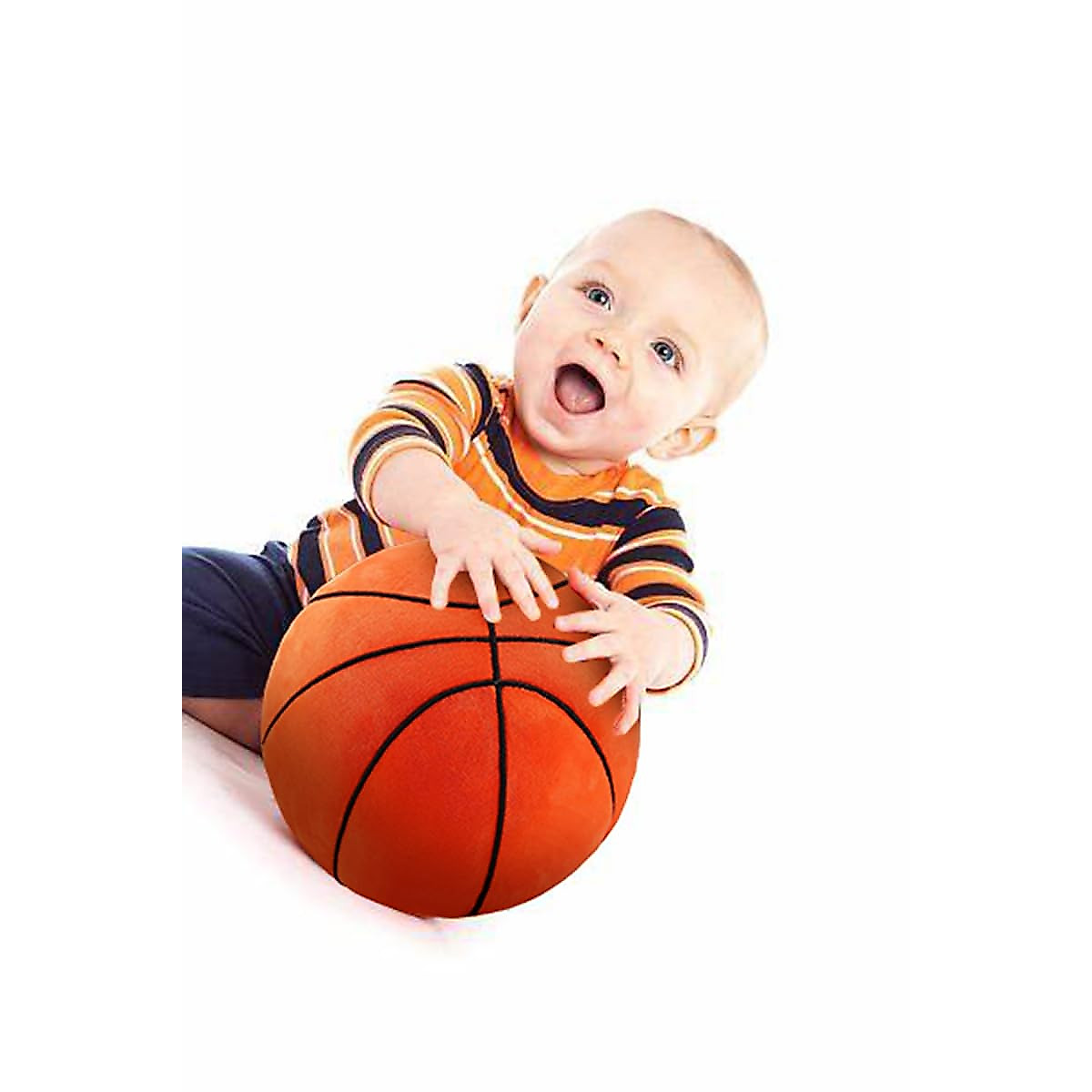 CASAGOOD 10 Inch Fluffy Round Basketball Hugging Pillow Stuffed Basketball Plush Toy Soft Plushies Basketball Throw Pillows Kids' First Basketballs Plush Toys Gift for Kids Or Baby