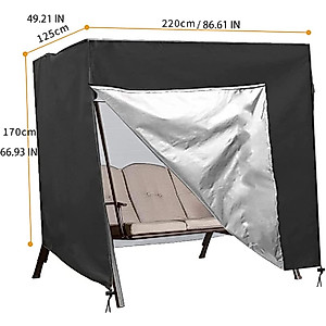 Outdoor Swing Cover 3 Seater Hammock Patio Cover Furniture Garden Glider Chair Cover Heavy Duty Patio Furniture Covers All Weather Protection 87" Lx49'' Wx67'' H