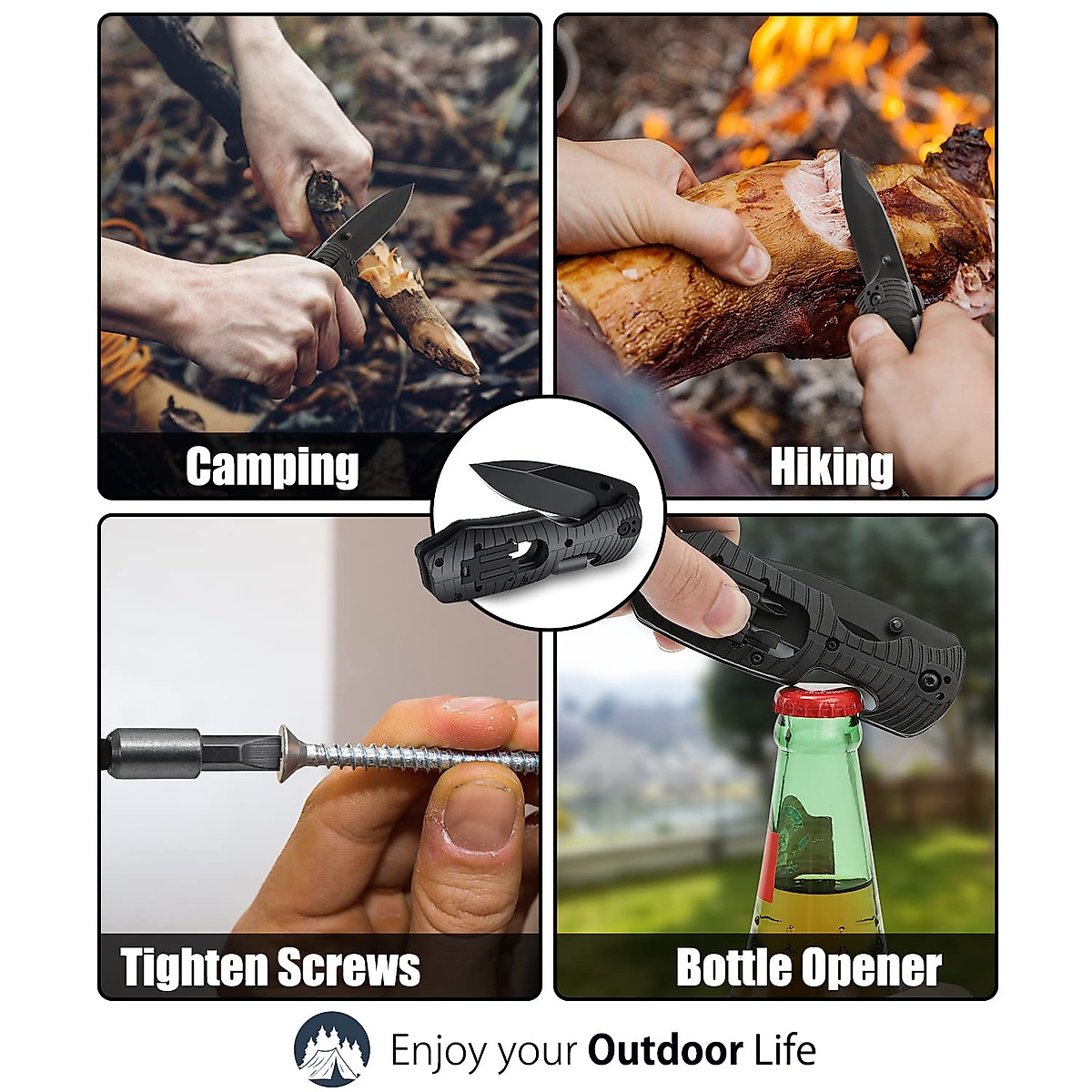 GODCRAE Gifts for Men Dad, Pocket Multitool Knife with 1/4-Inch Hex Drive, 2 Flathead Bits 2 Crosshead Bits Whetstone Unique Gifts for Christma Birthday Valentines Day Fathers Day