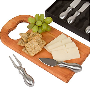 Premium 5-piece Cheese Knives Set Collection - Serve, Cut, Slice, Shave, and Spread Hard and Soft Cheese, Gift Ready Charcuterie Board Accessories, Gift for Any Occasion