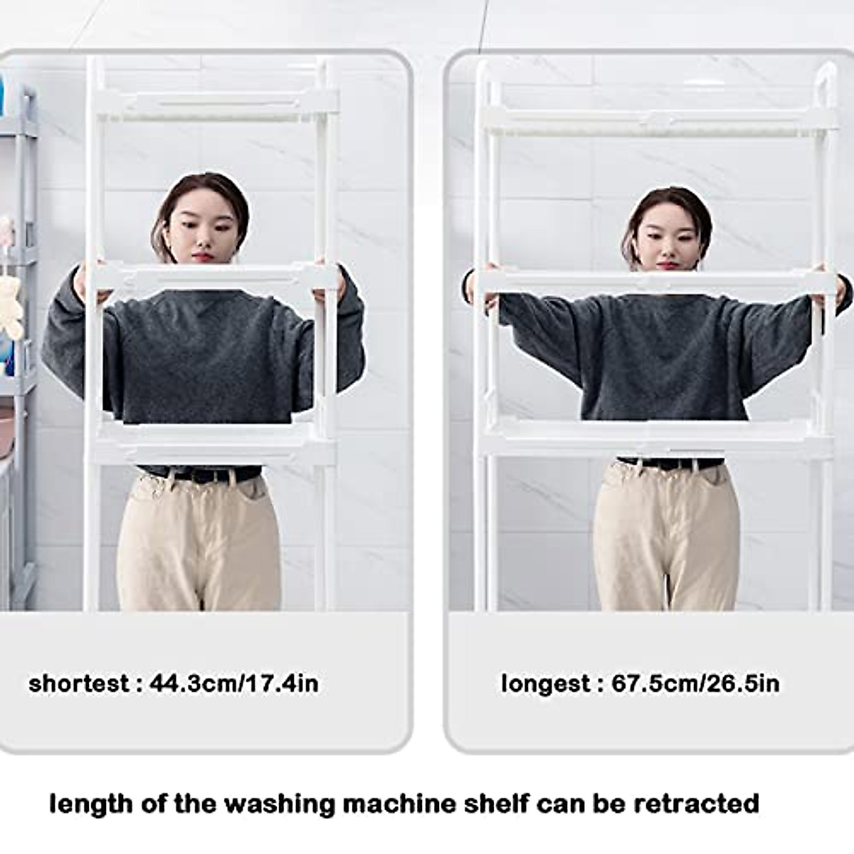 Articles for daily use Above Washer Dryer Adjustable Storage Shelf, 2-Tier Space Saving Rack Bathroom Organizer, Laundry Room Shelving Units Over The Washing Machine White