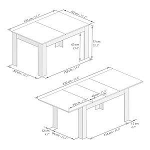 Mobili Fiver, Easy, Extendable dining table, 55,1(86,6) x35,4 in, Walnut, for 6-10 people, Expandable Dining Table for Kitchen, Italian Furniture
