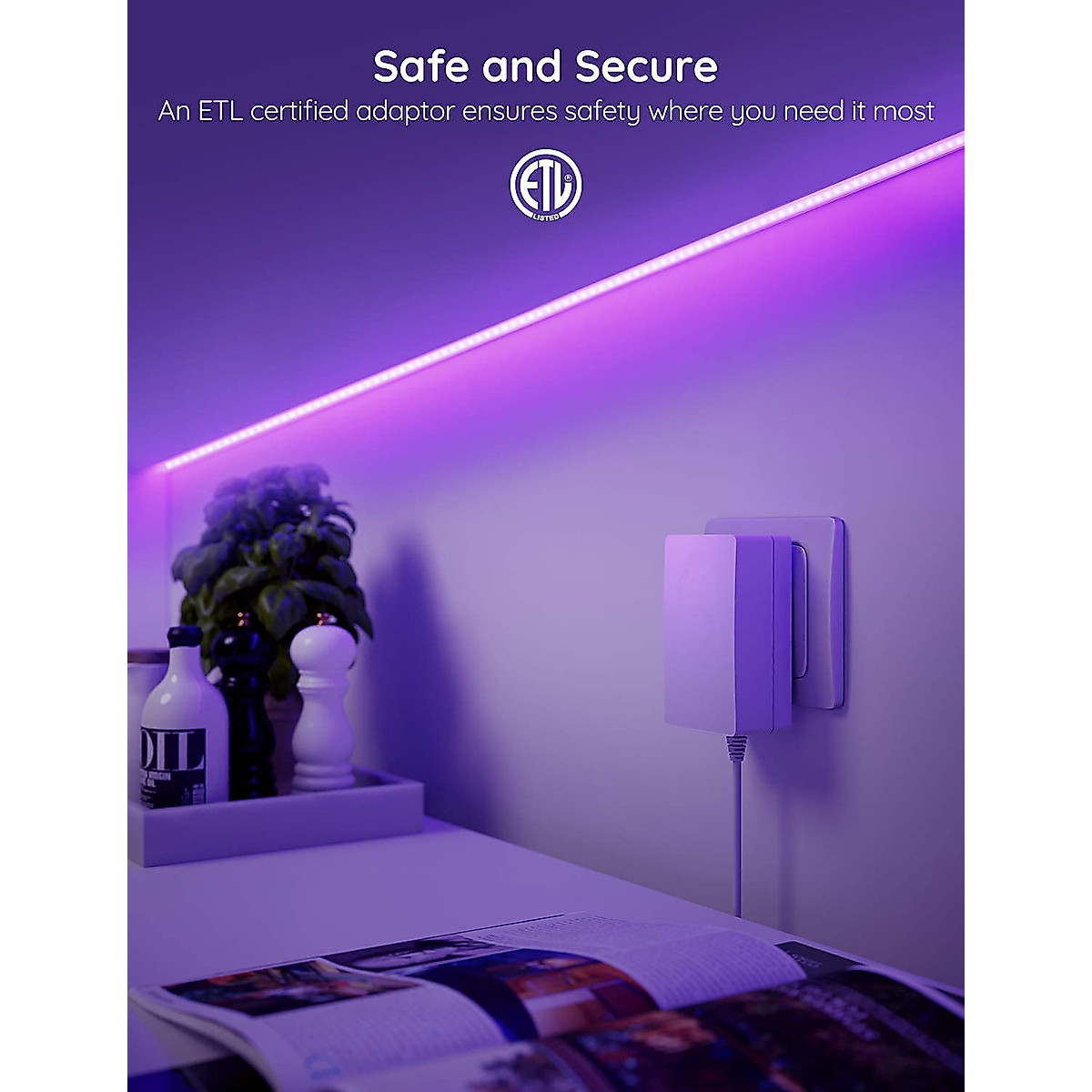 Govee 32.8ft Color Changing LED Strip Lights, Bluetooth LED Lights with App Control, Remote, Control Box, 64 Scenes and Music Sync Lights for Bedroom, Room, Kitchen, Party, 2 Rolls of 16.4ft