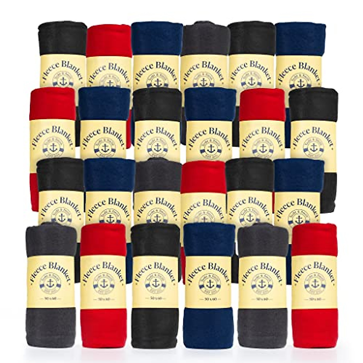 YACHT & SMITH Soft Fleece Blankets 50 X 60, Lightweight, Cozy Warm Throws Dark Colorful Blanket Sofa Travel Outdoor, Wholesale