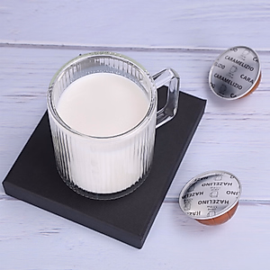 Schliersee Double Walled Glass Coffee Mug, 13.5 OZ Clear Ribbed Glassware Embossed Glass Cups with Handle for Cappuccino, Latte, Cereal, Yogurt, Beer, Milk, Hot or Cold Beverages Cup