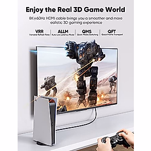 Snowkids 8K HDMI Cable 2.1 10FT 2-Pack, 48Gbps Ultra High Speed HDMI Braided Cord (8K@60Hz 7680x4320, 4K@120Hz) HDCP 2.2&2.3, eARC,HDR10, Dynamic HDR, Compatible with Roku TV/HDTV/PS5/Blu-ray