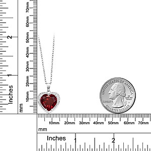 Gem Stone King 925 Sterling Silver Created Ruby Pendant Necklace For Women (4.25 Cttw, Heart Shape 10MM, With 18 Inch Silver Chain)