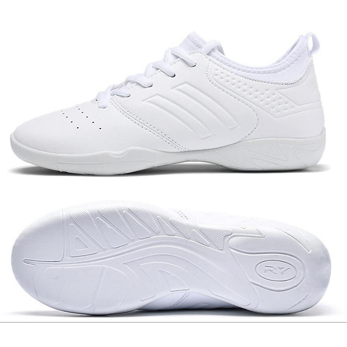 DADAWEN Cheer Shoes for Youth Girls Women White Cheerleading Dancing Shoes Athletic Training Tennis Walking Breathable Competition Cheer Sneakers White US Size 8/EU Size 40