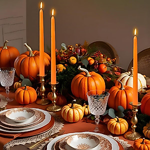 10 Pack 12 Inch Orange Taper Candles – Unscented, Dripless, Smokeless Candlesticks for Halloween, Autumn Decor, Thanksgiving, and Home Celebrations – Long Burning Dinner Candles for All Occasions