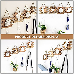 HEALLILY Nautical Wall Hook Mediterranean Coat Hook Towel Wall Hooks Wooden Hangers Nautical Beach Signs Rustic Wall Decor for Bedroom Living Room 2PCS