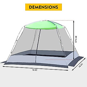 CAMPMORE Screen House Tent 10 x 10 Ft, Mesh Screen Room Canopy Sun Shelter for Backyard Camping Outdoor