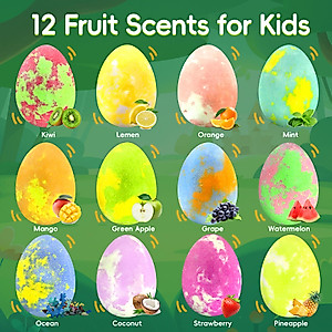 Bath Bombs for Kids with Toys Inside, 12Pcs Kids Bath Bombs with Glow-in-The-Dark Surprise Inside, Handmade Bubble Bath Fizz Balls, Gentle and Kids Safe, Birthday Easter Stuffers for Girls Boys