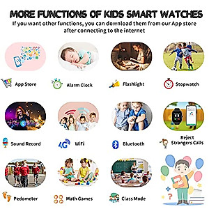 cjc 4G Smart Watch for Kids with SIM Card , Kids Phone Smartwatch GPS Position , Call Voice & Video Chat, SOS, WiFi, Music，Watch with Lanyard for Children Ages 3-12 Ship from US (Black)