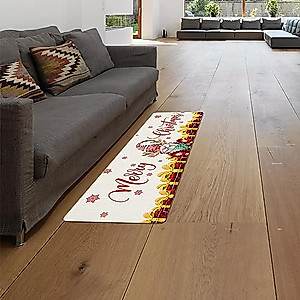 Libaoge Merry Christmas Kitchen Mat Rug Set of 2 Gnome with Horns Red Gift Box Runner Rug Anti-Fatigue Comfort Memory Foam Standing Mat Non-Slip Floor Door Mat for Bathroom Bedroom 16x24n+16x47in