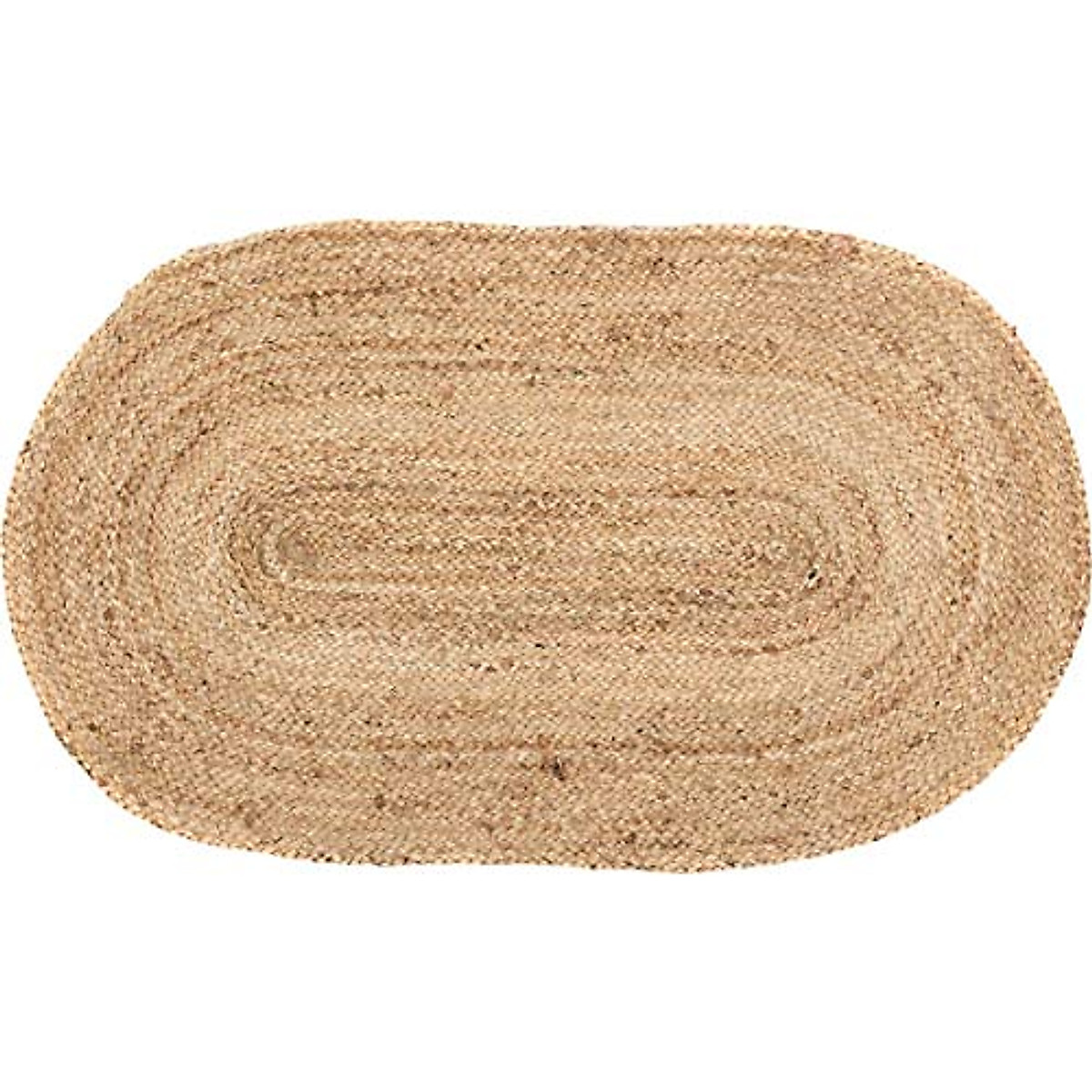 VHC Brands Oval Jute Fiber Welcome Mat, Non Slip Area Rug, Natural, 20x30