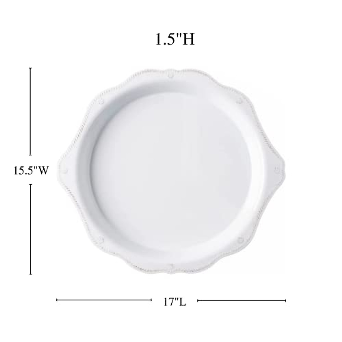 Juliska - Berry & Thread Melamine Platter - Whitewash, Melamine Platter - Unbreakable, White Melamine, Embossed Plate