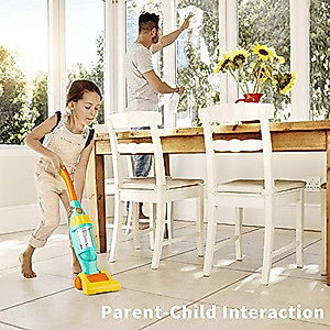 Toy Vacuum Cleaner for Kids, Electric Kids Play Vacuum with Lights, Realistic Sounds & Whirling Stars, Pretend Role-Play House Cleaning Vacuum Cleaner Toys Set for Children Girls Boys Toy