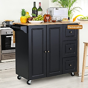 Kitchen Island with Storage,Kitchen Island on Wheels,Island Table for Kitchen,Rolling Kitchen Island,Kitchen Island Cart with Spice Rack, Towel Rack & Drawer, Expandable Top Large Kitchen Trolley Cart