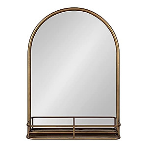 Kate and Laurel Estero Modern Arched Mirror with Shelf, 20 x 28, Gold, Transitional Arch Mirror for Wall