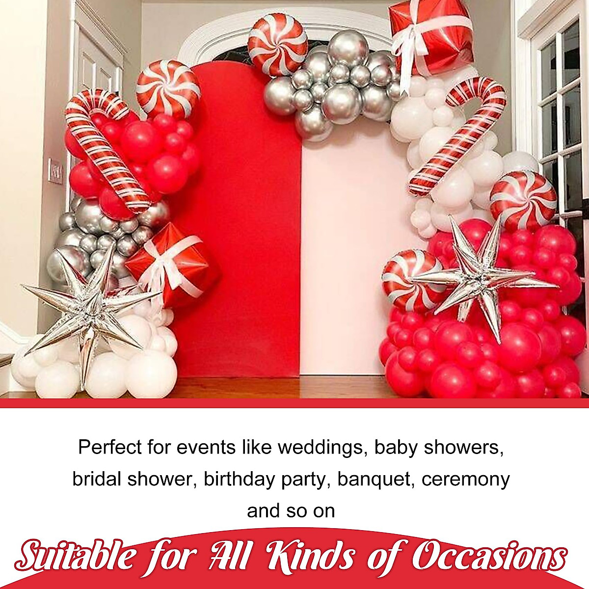 Spandex Fitted Wedding Arch Cover Set of 3 Red Arch Backdrop Cover, Round Top Chiara Backdrop Stand Covers for Wedding Birthday Party Baby Shower Banquet Arch Decoration (Red, 5FT,6FT,6.6FT)