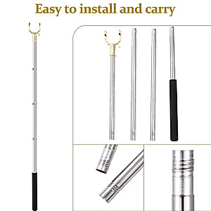 Clothes Hook Pole,Closet Hook Extends from 26 inches to 56 inches,Light Weight and Sturdy,Closet Hook Rod Made of Stainless Steel Adjustable,Foam Handles and U-head Design, High Reach Hanger Hooks