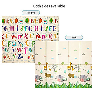 New Upgrade Extra Large Baby Play Mat Foldable Reversible Non Toxic Foam Crawl Playmat Waterproof Kids Baby Toddler Outdoor or Indoor Use(0.4/0.6in)