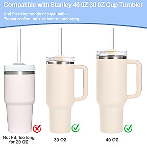 [12 Pcs] Replacement Glass Straws for Stanley - Compatible with Stanley 40 oz 30 oz Cup Tumbler,12" x 10mm Reusable Clear Glass Straw with 2 Cleaning Brush for Stanley Cup Accessories