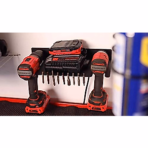 Koova Power Tool Storage Rack | Heavy Duty Garage Organizers and Storage | Tool Organization w/Drill Bit Storage | Wall Tool Organizer