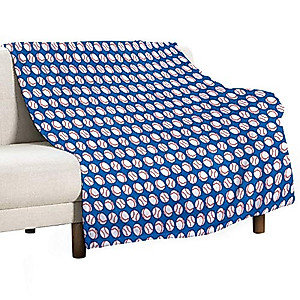 for Couch, Ultra Soft Fleece Blankets Baseballs On Blue Pattern Sports Lightweight for All Season Farmhouse for Bed Travel Inch