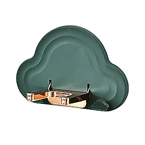 HOUTINKY Cloud Hair Dryer Holder Wall Mounted, Bathroom Hair Dryer Stand, Self Adhesive No Drilling Dryer Hanger for Bedroom & Bathroom Decor with Supersonic Hair Dryers(Green)