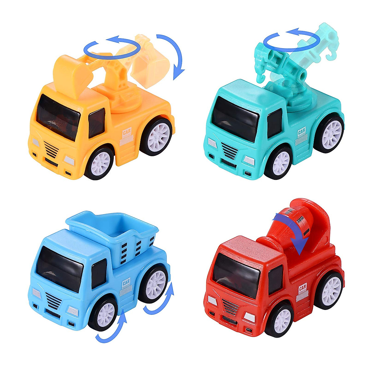 8 Pack Mini Cars Toys for Toddlers, 2,3 Years Old Boys with Play Mat, Friction Powered Construction Truck Toys for 2 Year Old Boys Play Set