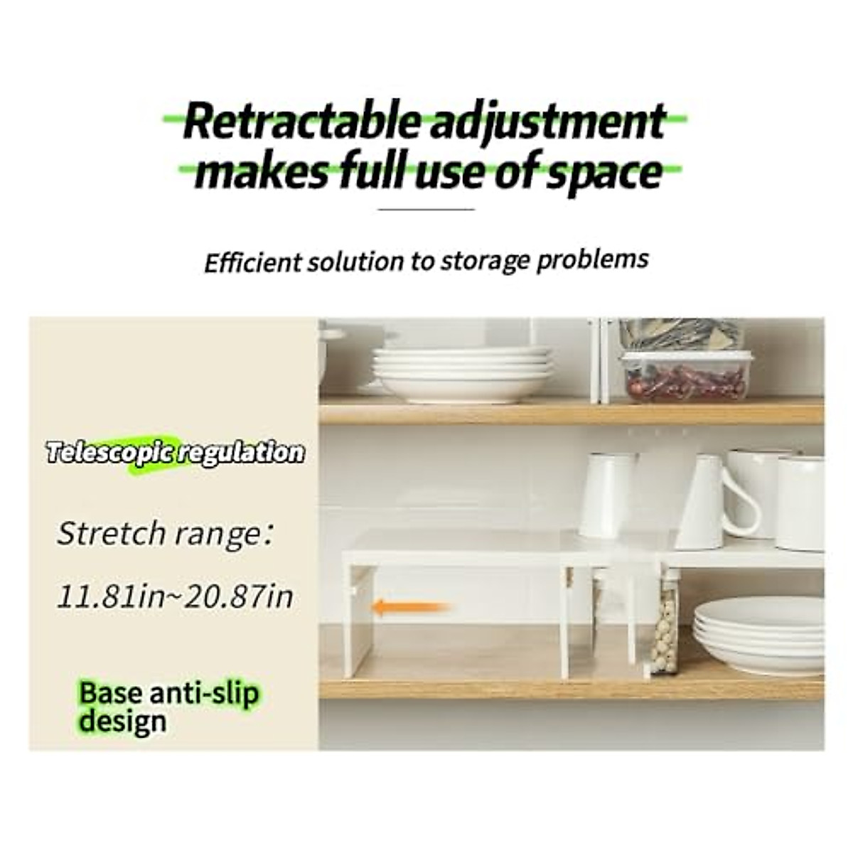 Zmcaiwsy Kitchen cabinets and Counter Shelves Layered Shelves, Store, and Increase Space，can be Stacked, extensible, Non-Slip, Suitable for The Kitchen, cabinets, Sinks, Shoe cabinets, Wardrobe