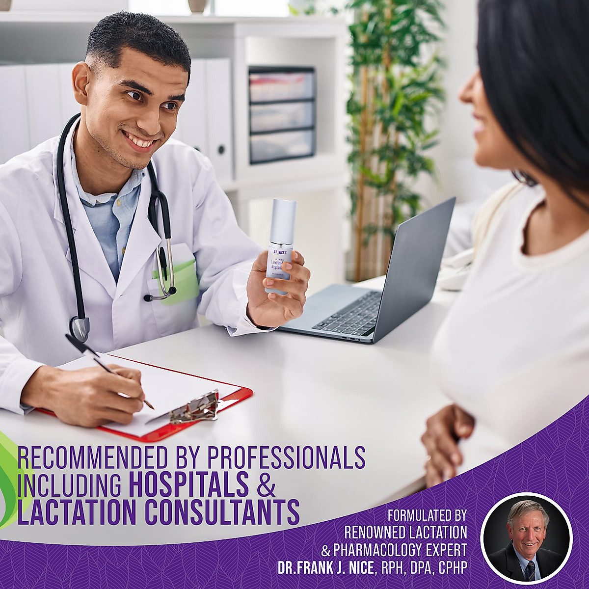 Dr. Nice's Nipple Cream for Breastfeeding - Instant Soothing and Cooling Relief for Sore Nipples | All Natural Water-Based Clear Gel | Safe for Mom & Baby - (0.34 Fl. Oz)