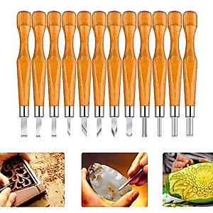 Wood Carving Tools,12 Set Professional Carving Kit Wood Carving Tools Set-Carving Hook Knife,Whittling Knife,Chip Carving Knife, Carving Knife Sharpener for Spoon Bowl Cup Woodworking