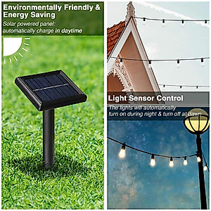 Ampersand Shops 48 Feet Outdoor Solar String Lights Warm White 15 LED Bulbs Home Garden Patio Backyard Mood Lighting