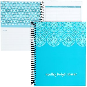 Paper Junkie Blue Monthly Budget Planner, Bill Organizer with 24 Pockets for Receipts, Home Expense Tracker (8x10 In)