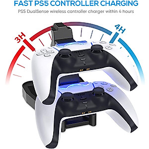 PS5 Controller Charger - Dual Controller Charging Station for PlayStation 5 DualSense with LED Indicator