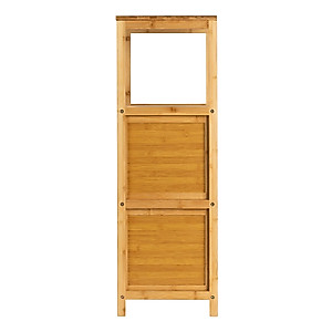 Household Essentials Bamboo 3-Tier Slatted Shelf with Crates, Natural