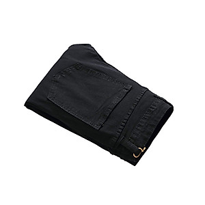 Men's Ripped Skinny Stretch Distressed Destroyed Slim Jeans Denim Pants Black 34