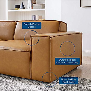 Modway Restore Vegan Leather Sectional Sofa Loveseat in Tan