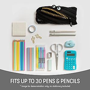 ZIPIT Grillz Pencil Case for Kids | Pencil Pouch for School, College and Office | Pencil Bag for Boys & Girls (Black)