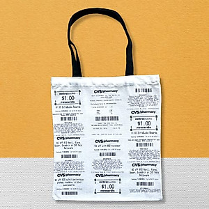 CVS Receipt Canvas Tote Bag, Reusable Grocery Bags, Funny Tote Bags for Shopping, Beach, College